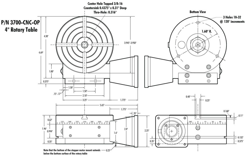 CNC-Ready Rotary Table with Reverse Motor Mount - Sherline Products