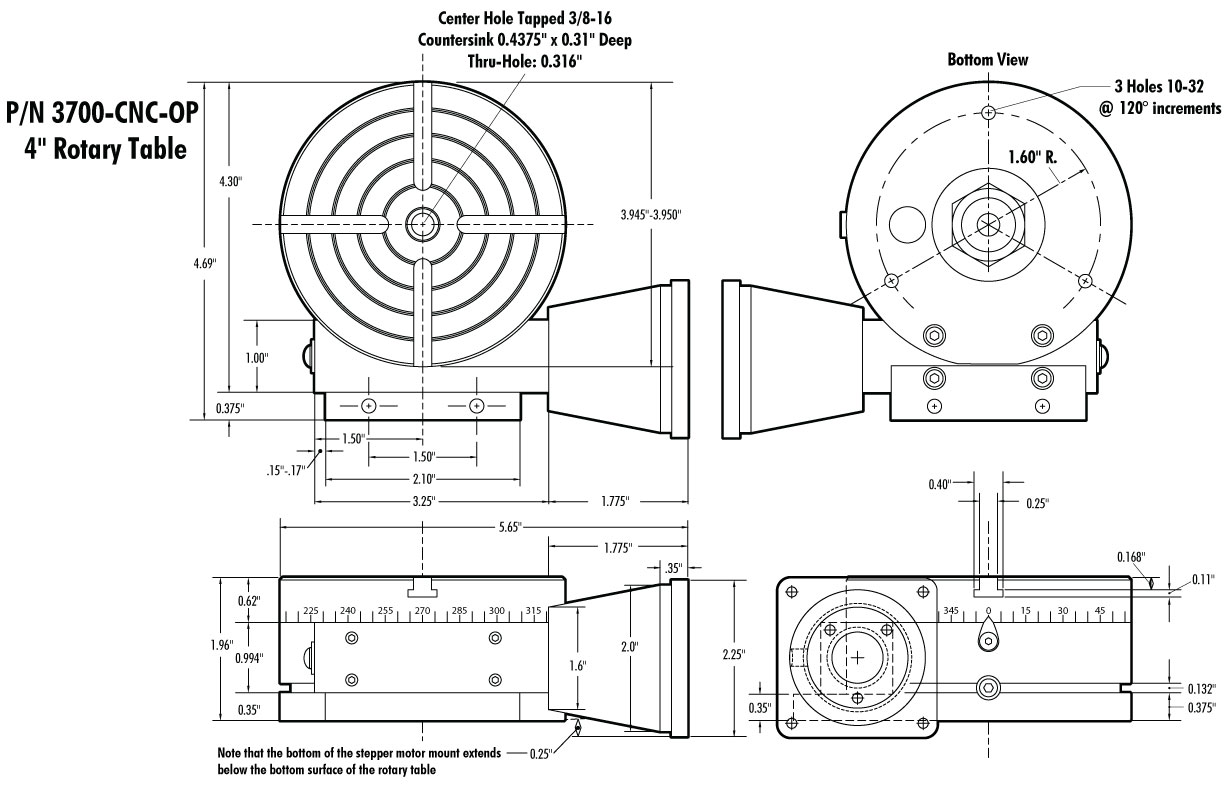 CNC-Ready Rotary Table with Reverse Motor Mount - Sherline Products CNC-Ready Rotary Table with Reverse Motor Mount - Sherline Products